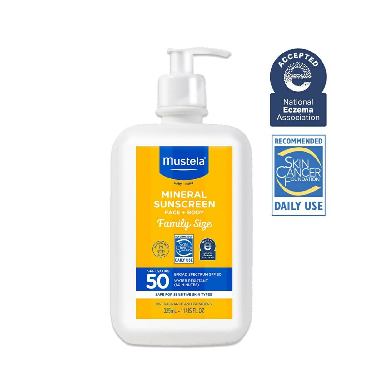 Mustela SPF 50 Mineral Sunscreen Face + Body Lotion (Family Size) 11.0 ...