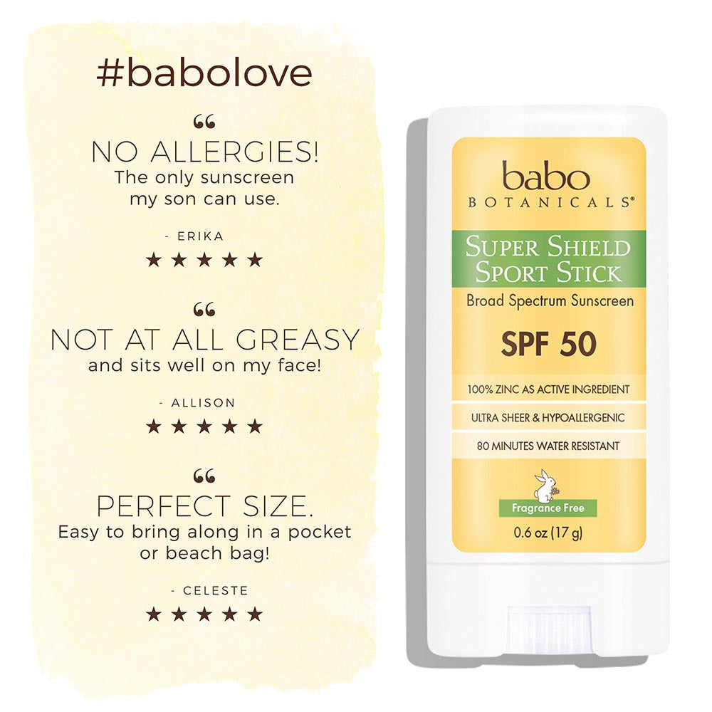Babo Botanicals Super Shield Sport Stick Sunscreen - SPF 50 0.60oz ...